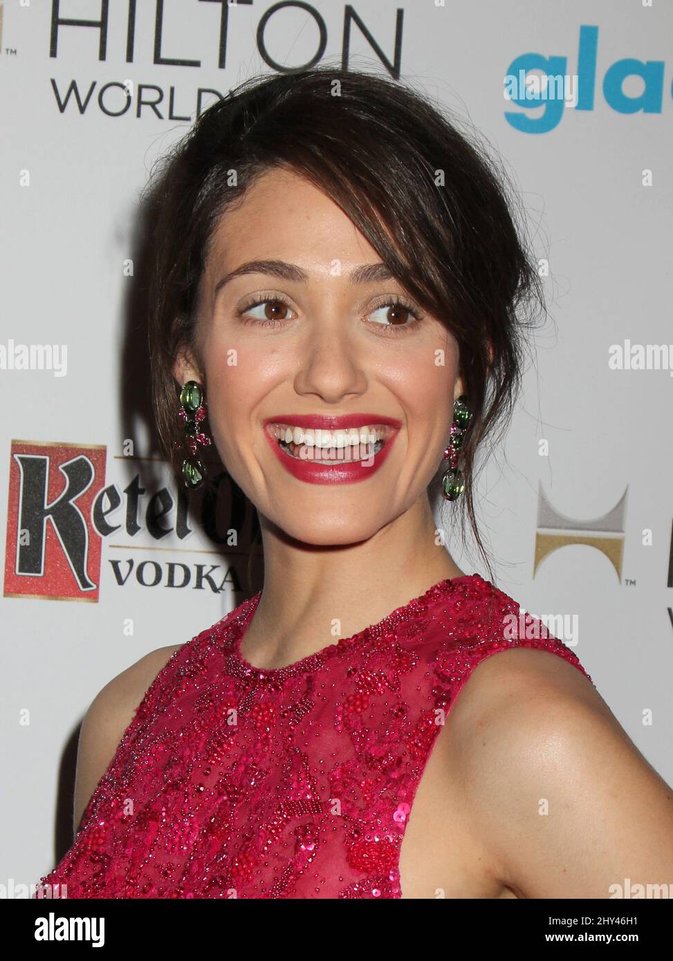 Emmy Rossum attending the 25th Annual GLAAD Media Awards at the Waldorf ...