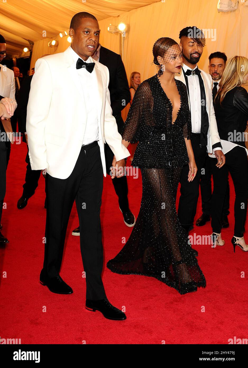Jay-Z and wife Beyonce Knowles arriving at the Costume Institute ...