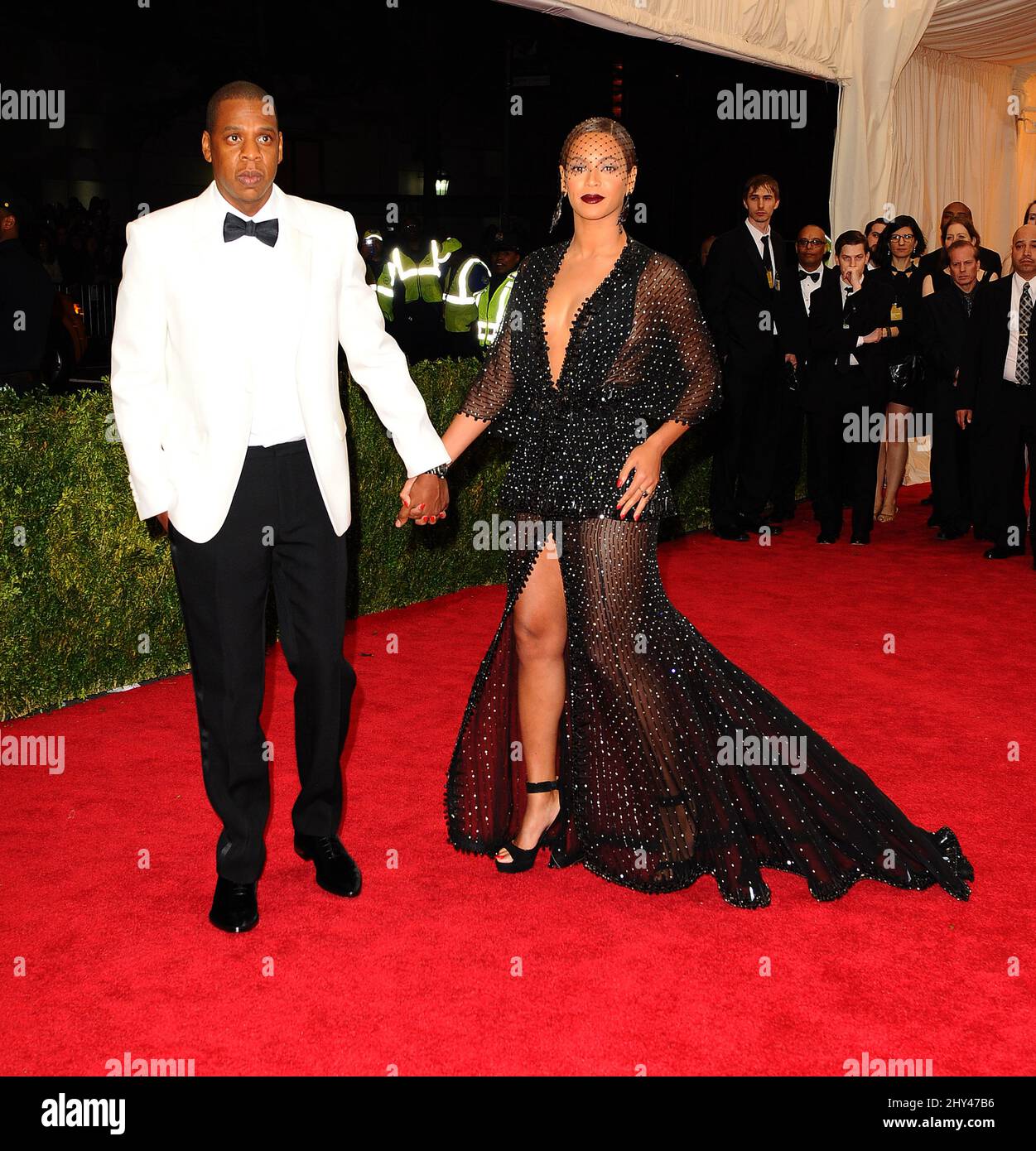 Jay-Z and wife Beyonce Knowles arriving at the Costume Institute ...