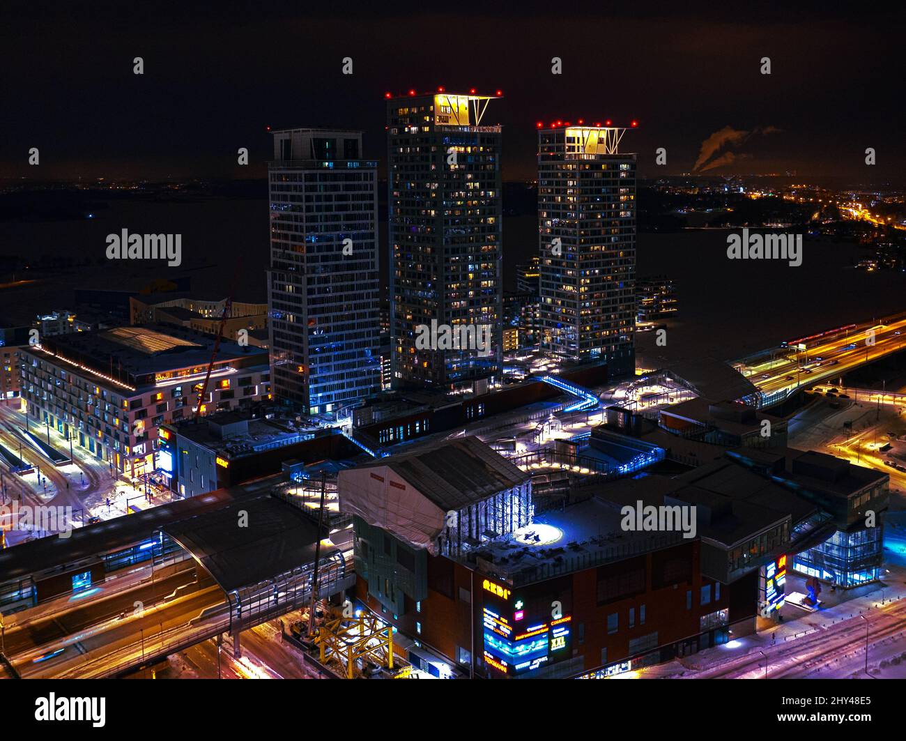 Aerial view of modern buildings in the Kalastama neighborhood in ...
