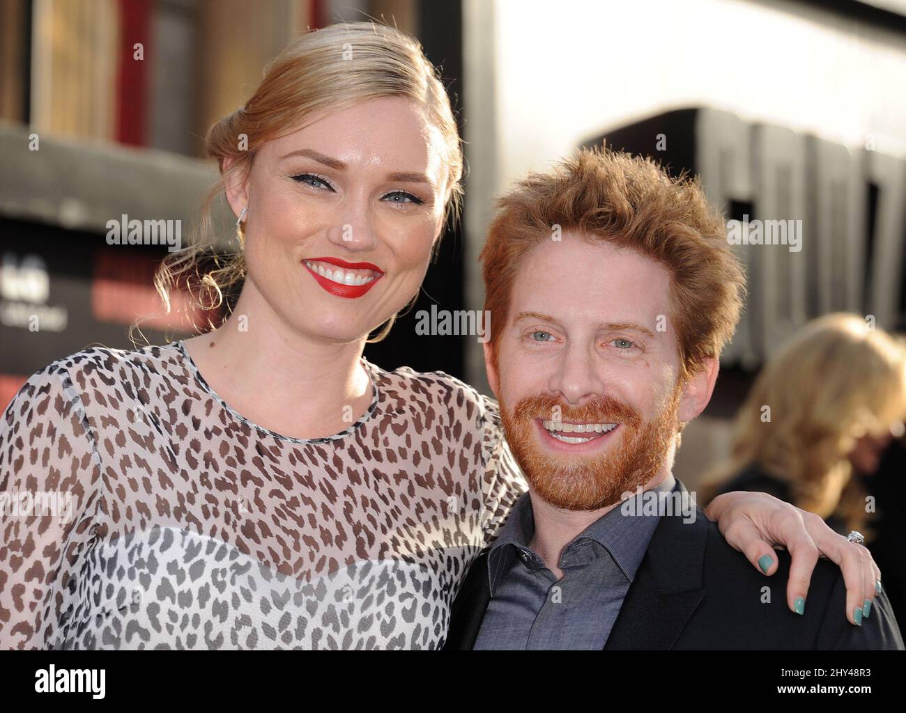 Seth Green & Clare Grant attending the premiere of Godzilla in Los ...