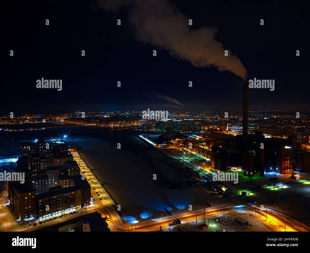 Aerial view of modern buildings in the Kalastama neighborhood in ...