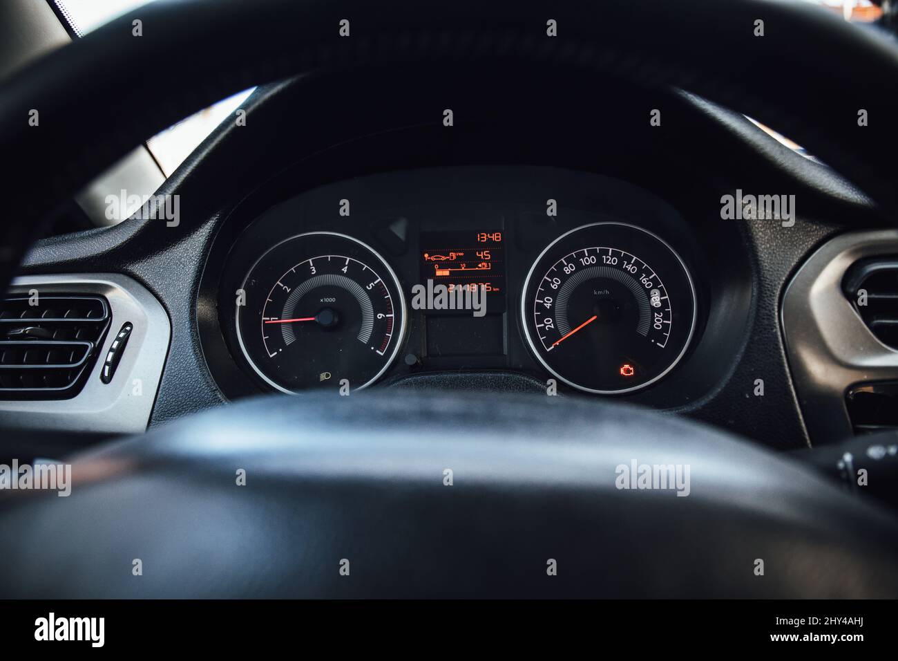 Close-up photo of the dashboard of the car Stock Photo - Alamy
