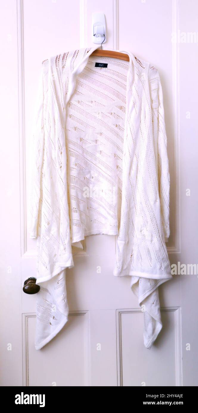White Cotton Waterfall Cardigan Stock Photo - Alamy
