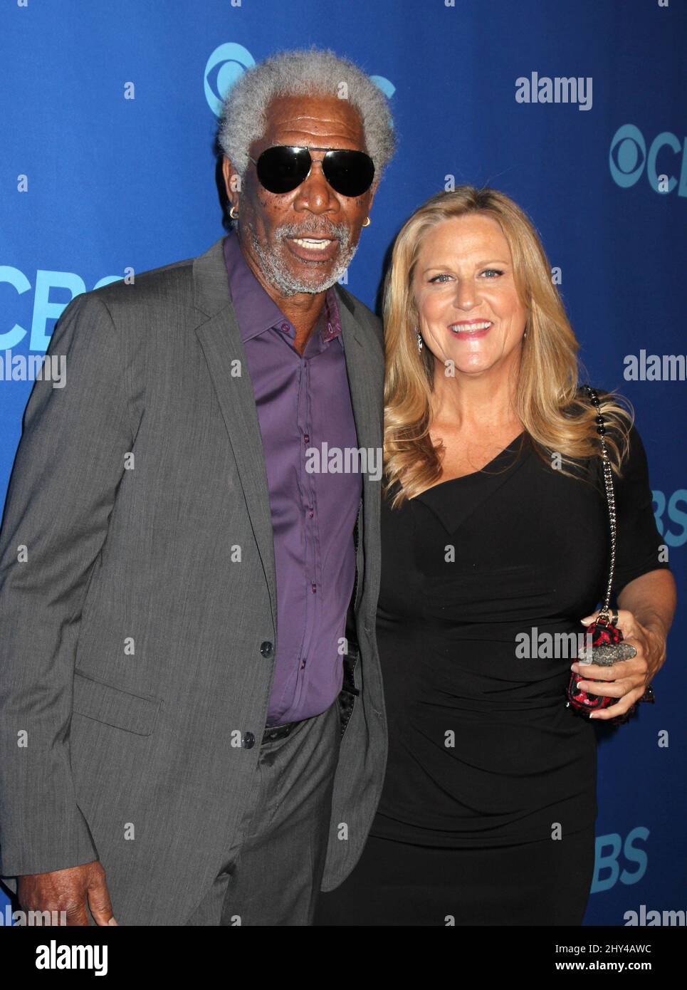Morgan Freeman and Lori McCreary attending the CBS 2014 Upfront ...