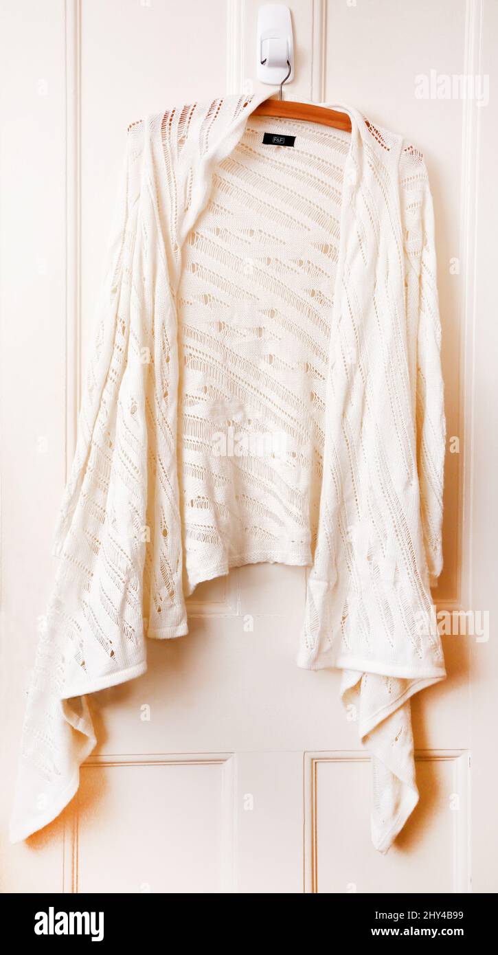 White Cotton Waterfall Cardigan Stock Photo - Alamy