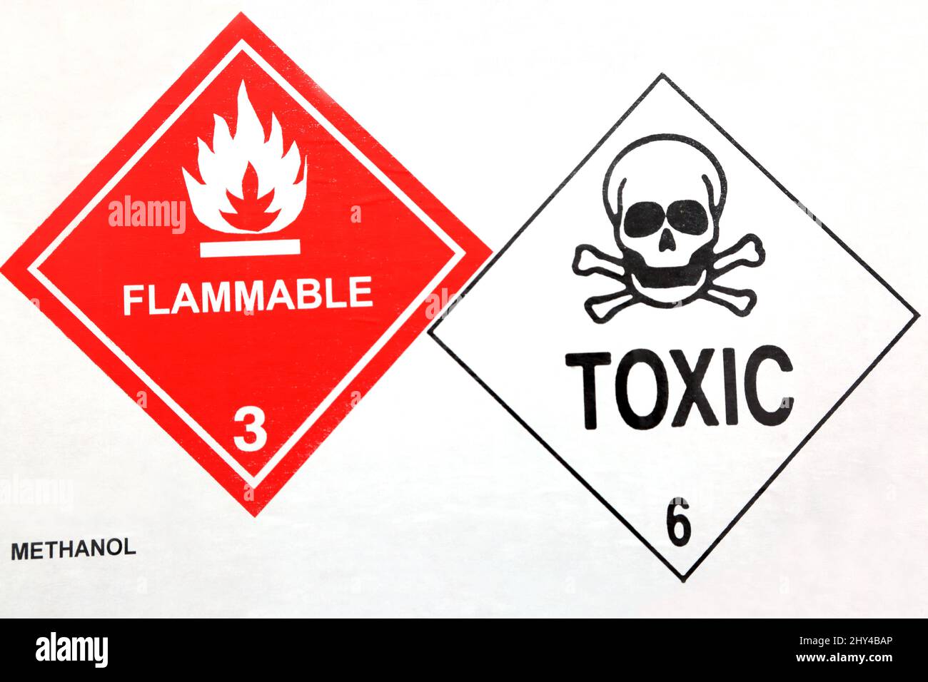 Warning Flammable and Toxic Stickers Stock Photo - Alamy