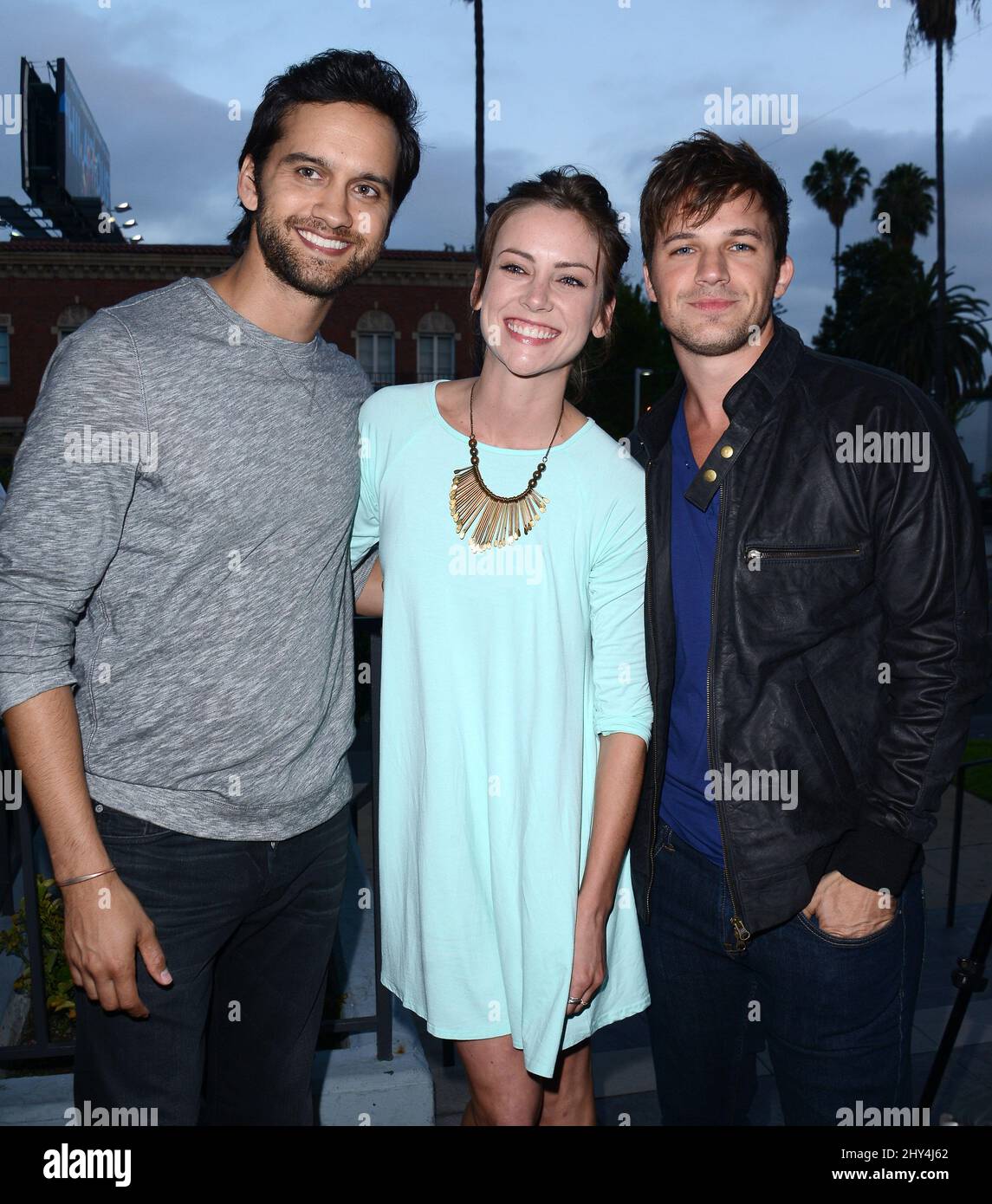 Michael Steger, Jessica Stroup, Matt Lanter attending the premiere of ...