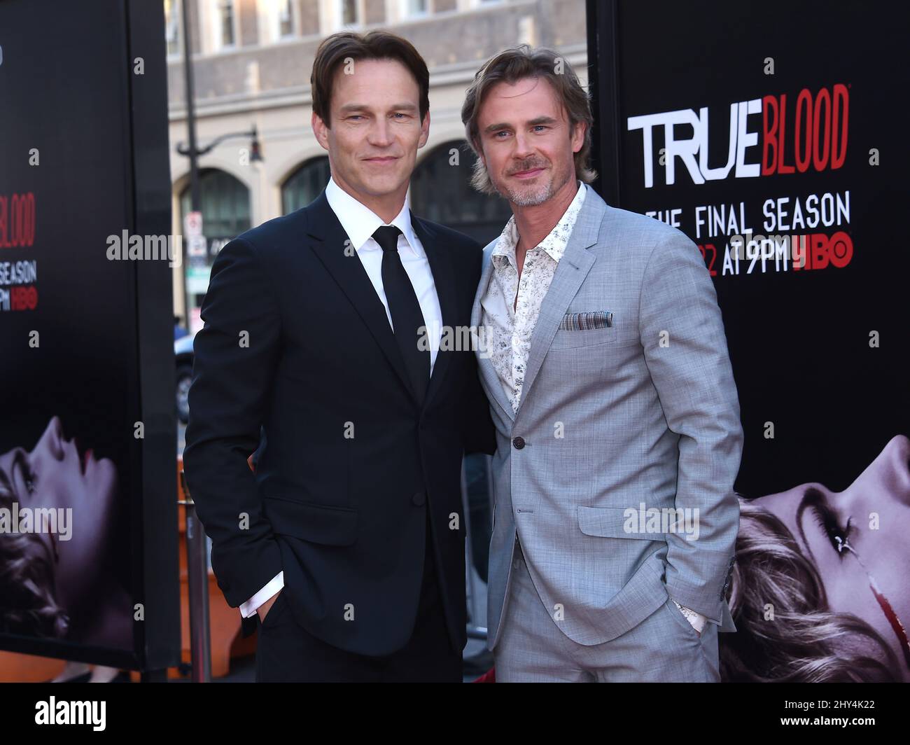Stephen Moyer and Sam Trammell attending the premiere for the seventh ...