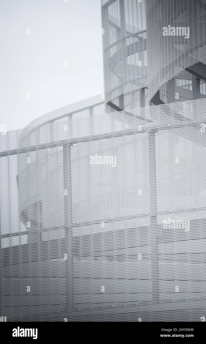 Grayscale shot of the exterior design of a modern building Stock Photo ...