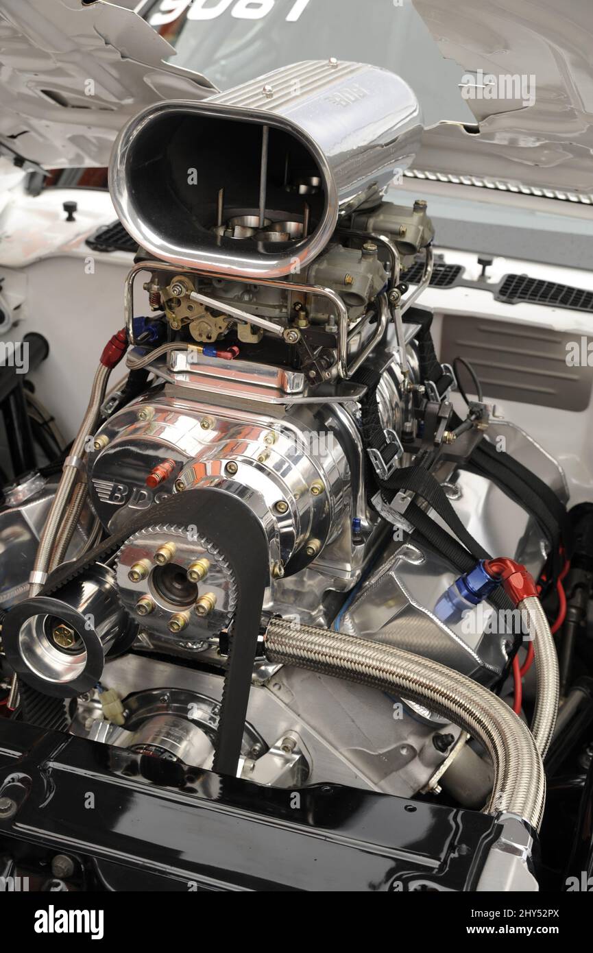 Supercharged racing engine in a car in Missouri Stock Photo - Alamy