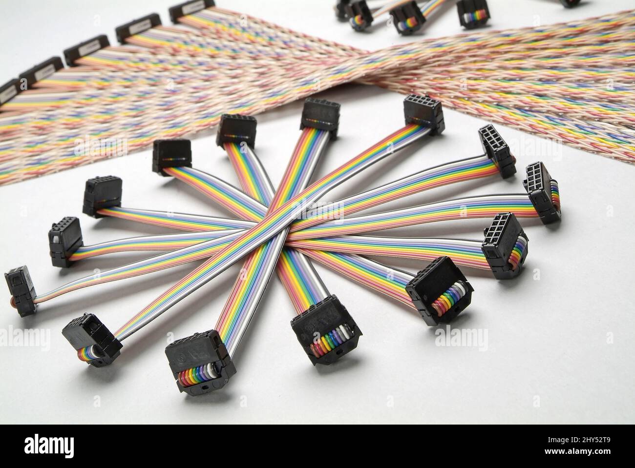 Electronic wiring harnesses on a white studio style background Stock ...