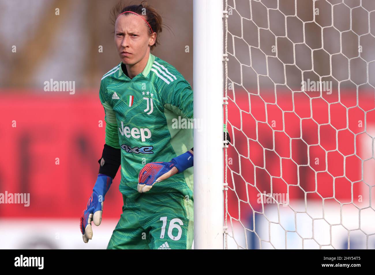Milan, Italy, 12th March 2022. Pauline Peyraud-Magnin of Juventus ...