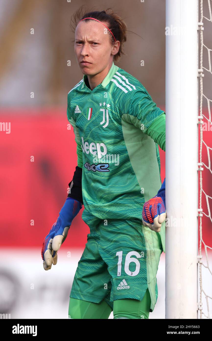 Milan, Italy, 12th March 2022. Pauline Peyraud-Magnin of Juventus ...