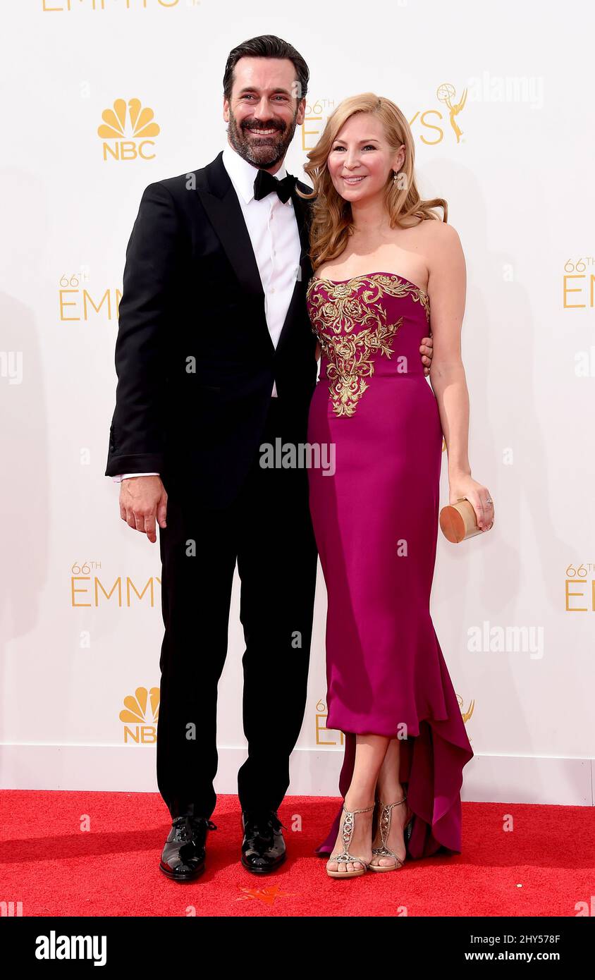 Jon Hamm & Jennifer Westfeldt arriving at the EMMY Awards 2014, Nokia ...