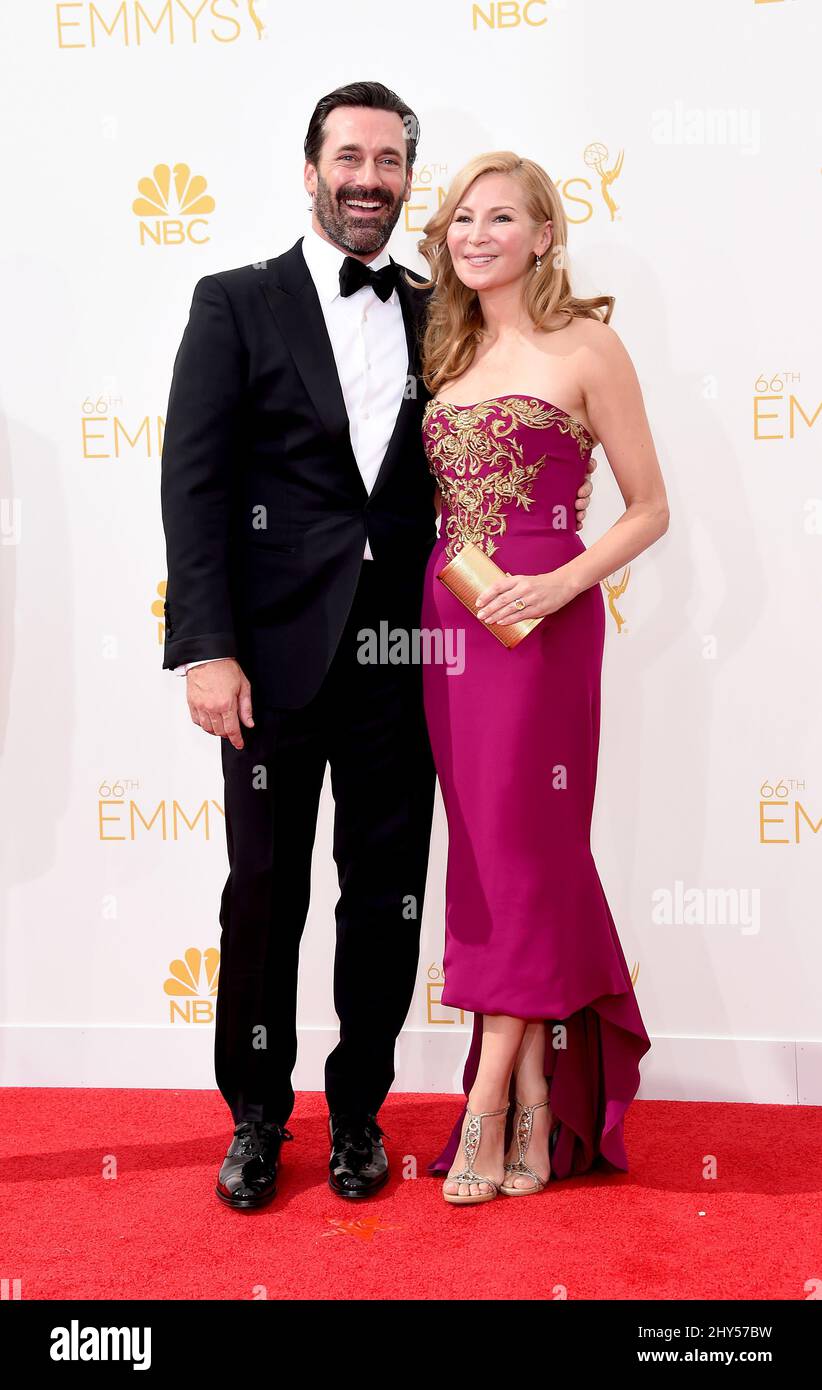 Jon Hamm & Jennifer Westfeldt arriving at the EMMY Awards 2014, Nokia ...