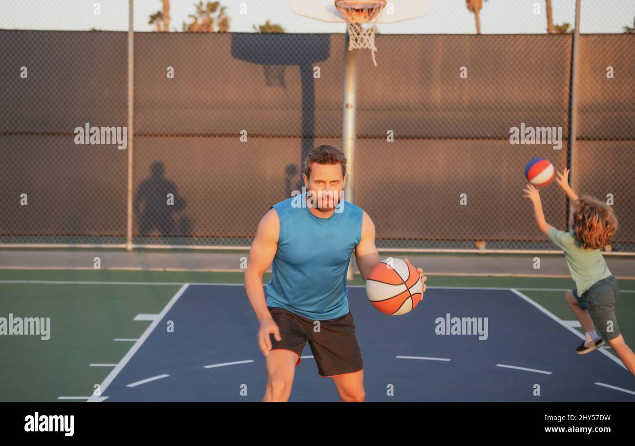 Basketball training, man coach. Funny team training basketball. Trainer ...