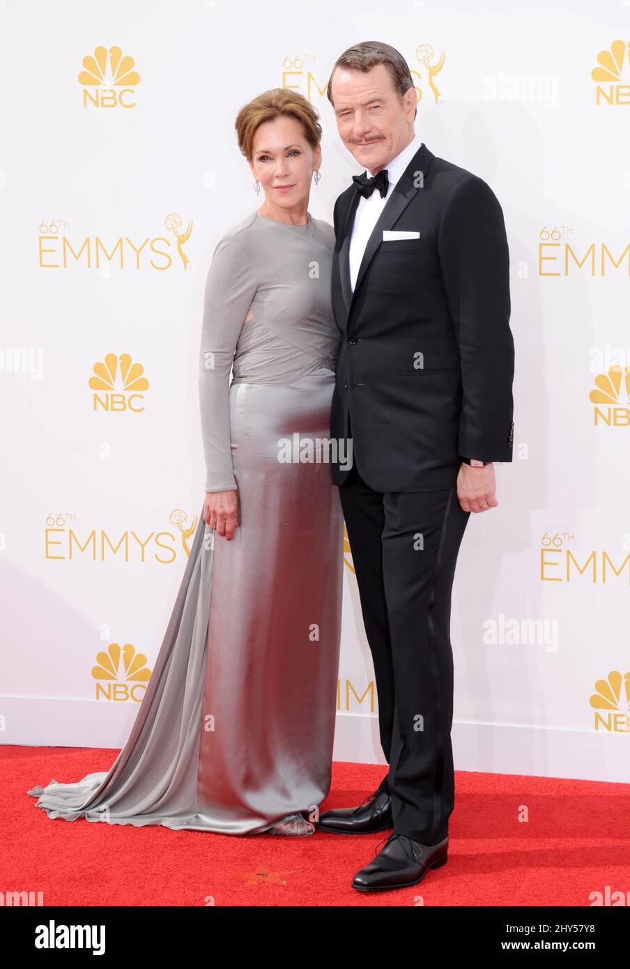 Bryan Cranston and Robin Dearden arriving at the 66th Primetime Emmy ...