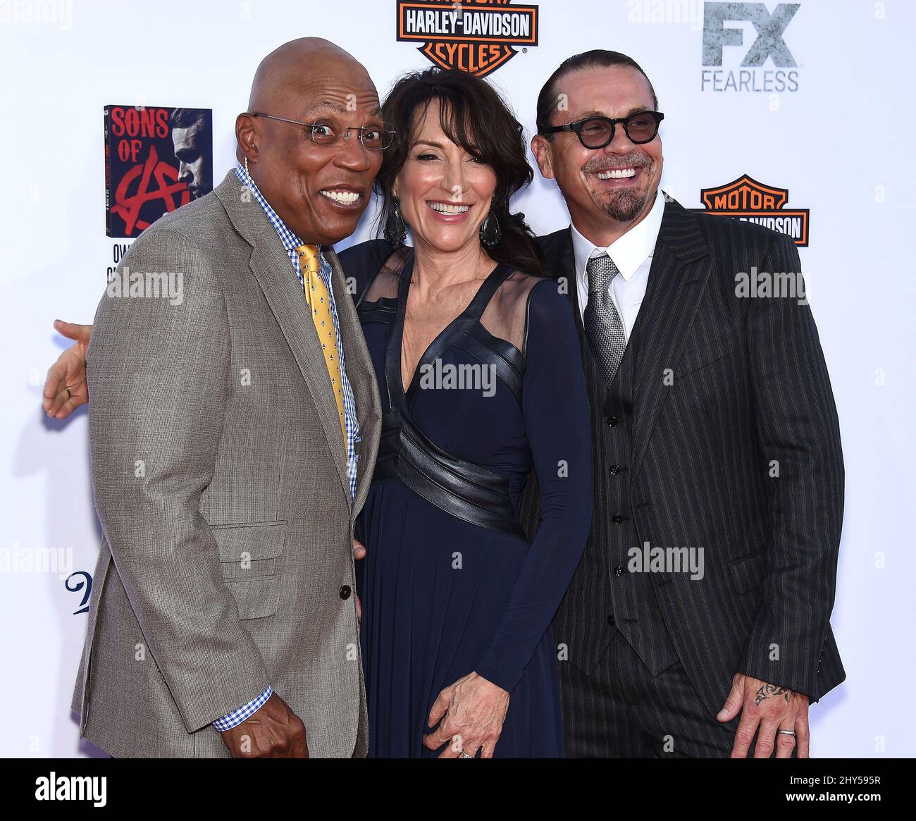 Paris Barclay, Katey Segal & Kurt Sutter attending FX's Sons of Anarchy Premiere held at the TCL ...