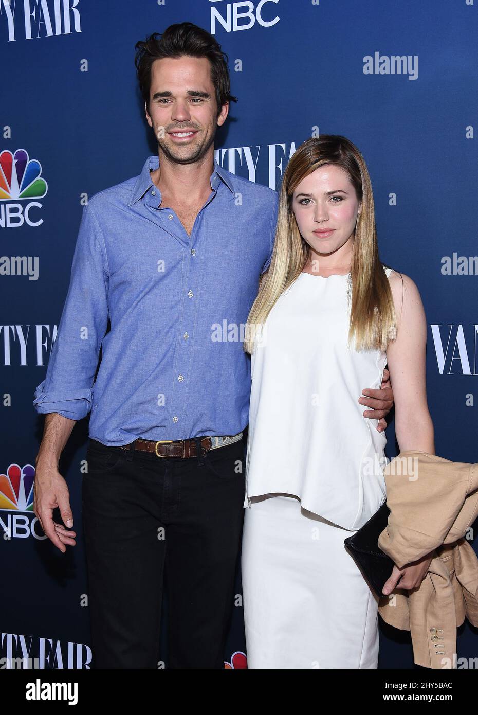David Walton & Majandra Delfino attending the NBC Vanity Fair 2014-2015 ...