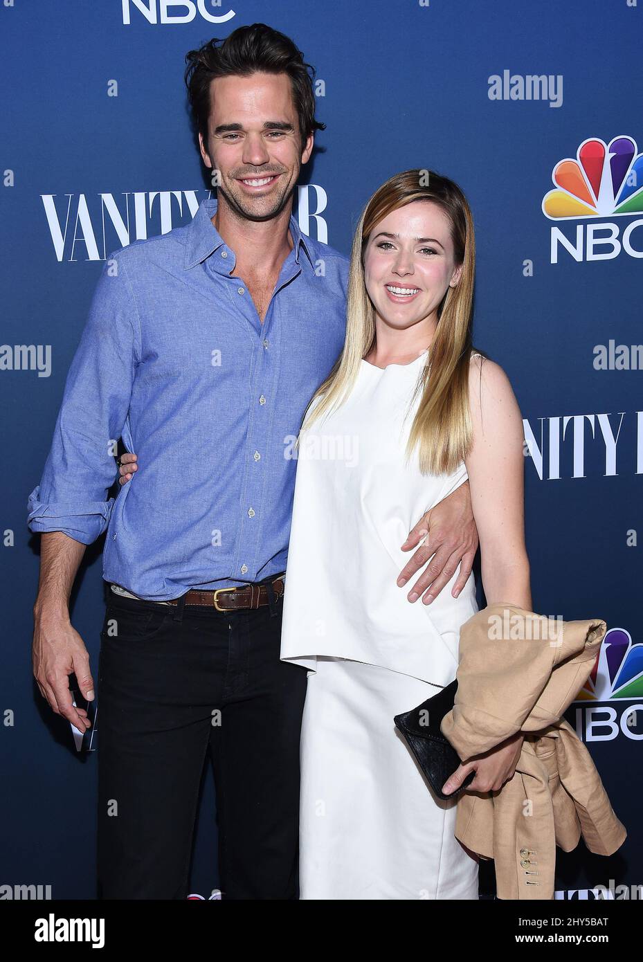 David Walton & Majandra Delfino attending the NBC Vanity Fair 2014-2015 ...