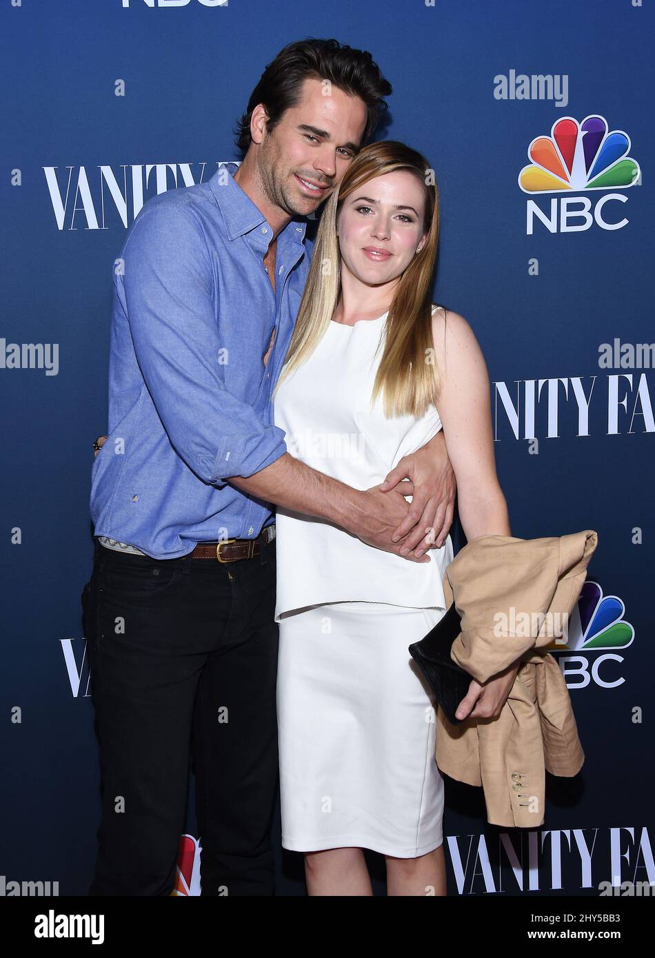 David Walton & Majandra Delfino attending the NBC Vanity Fair 2014-2015 ...