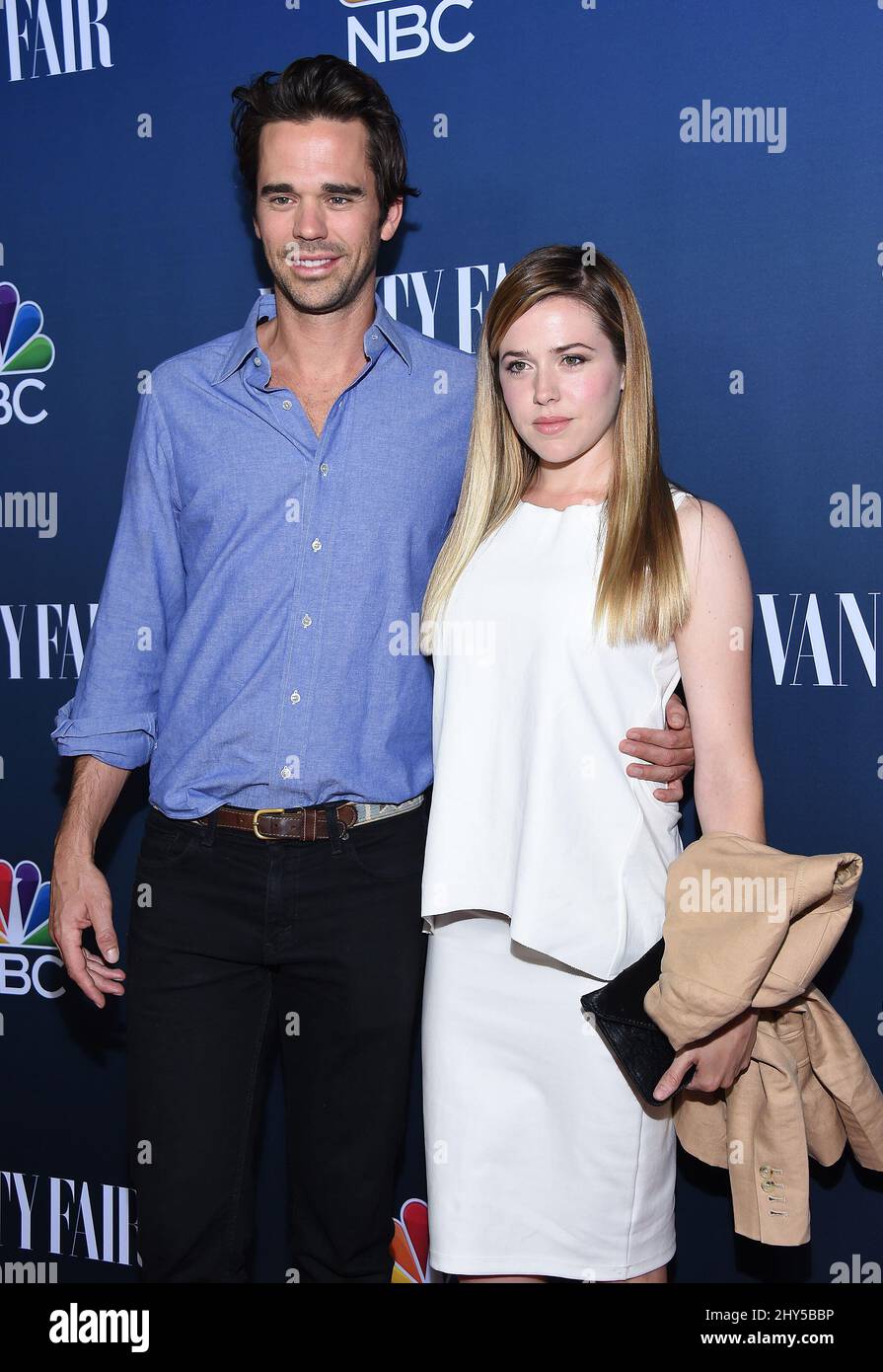 David Walton & Majandra Delfino attending the NBC Vanity Fair 2014-2015 ...