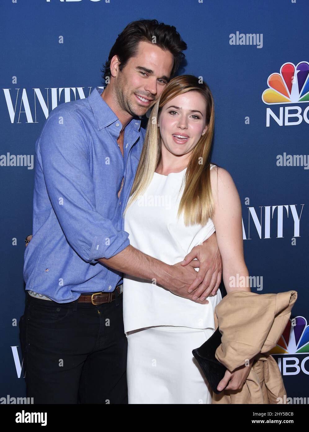 David Walton & Majandra Delfino attending the NBC Vanity Fair 2014-2015 ...