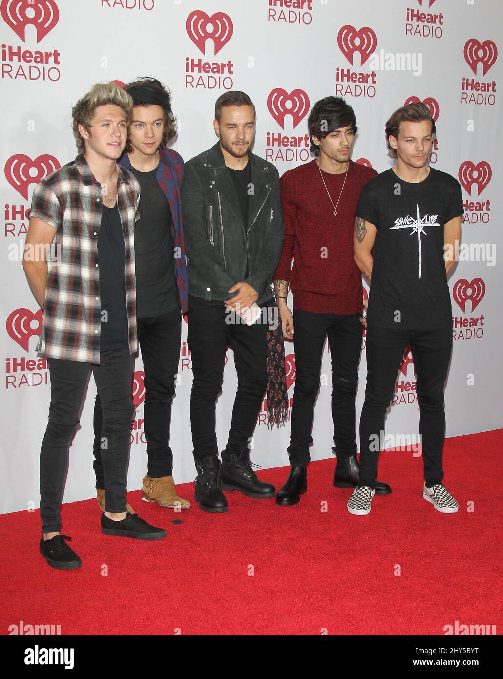 One Direction arriving for Day 2 of the IHeartRadio Music Festival at ...