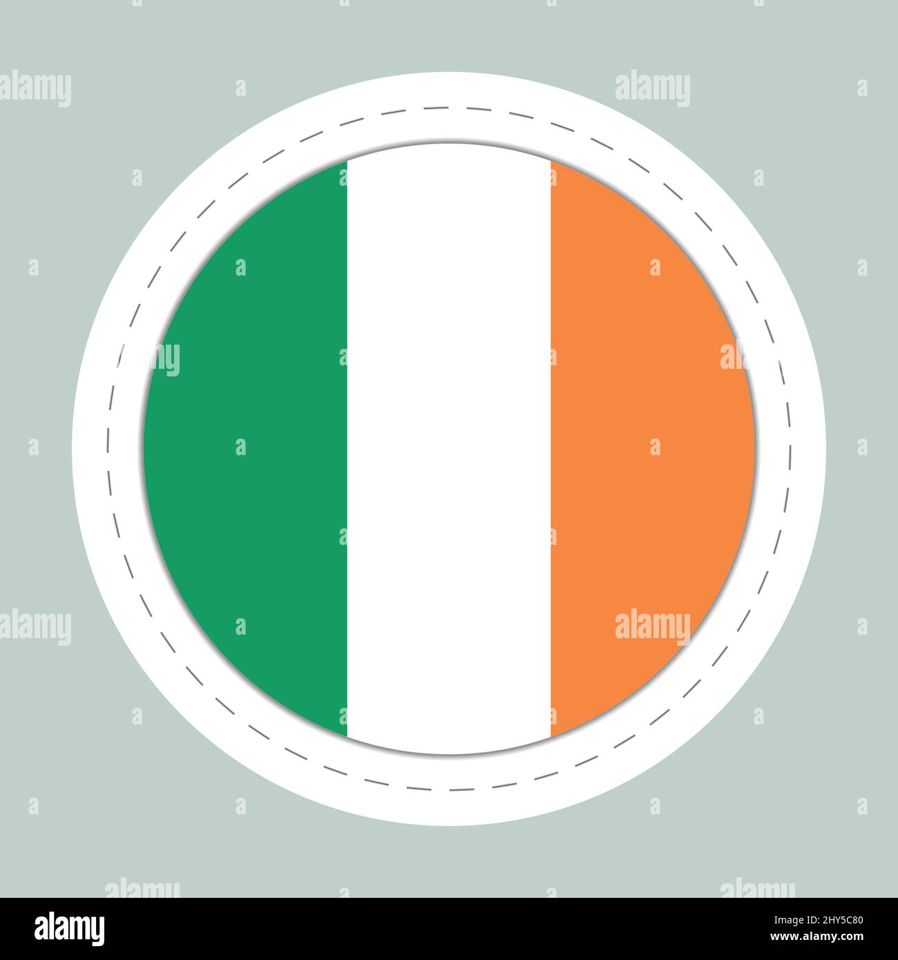 Sticker ball with flag of Ireland. Round sphere, template icon. Irish ...