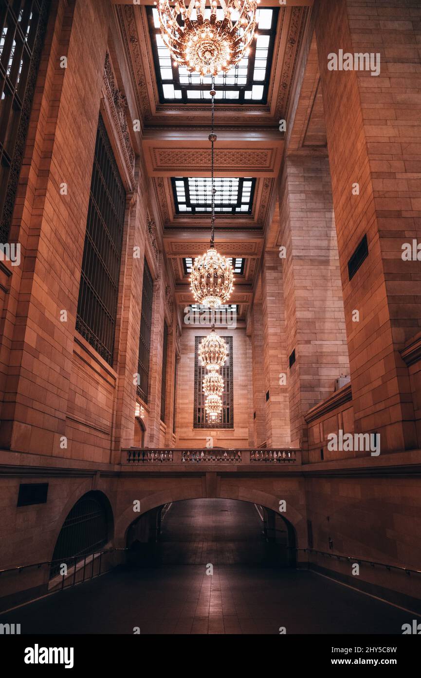 Vertical shot of the empty hallway at the Grand Central Terminal in New ...