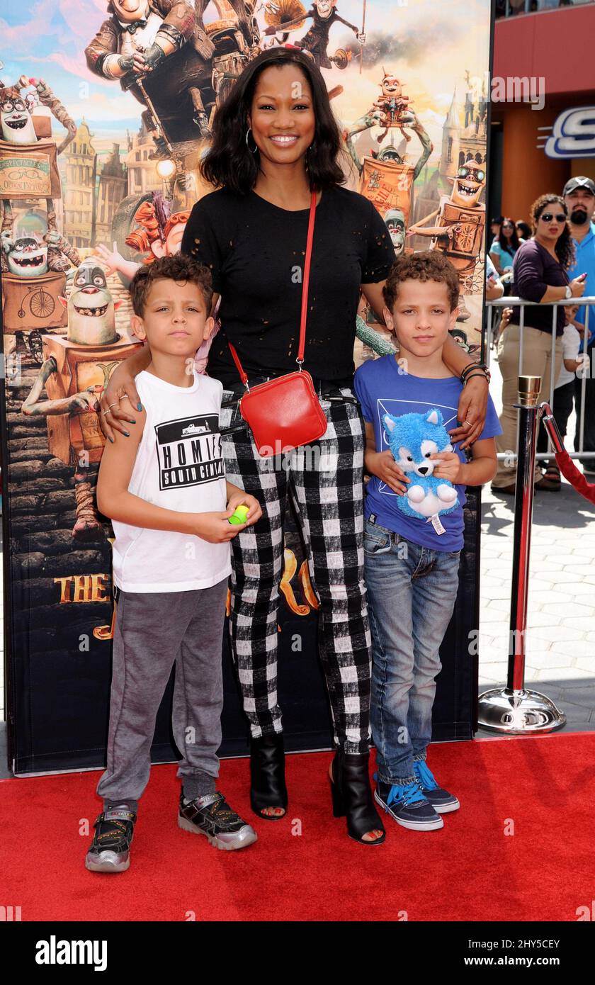Garcelle Beauvais, Jaid Nilon and Jax Nilon arriving for The Boxtrolls ...