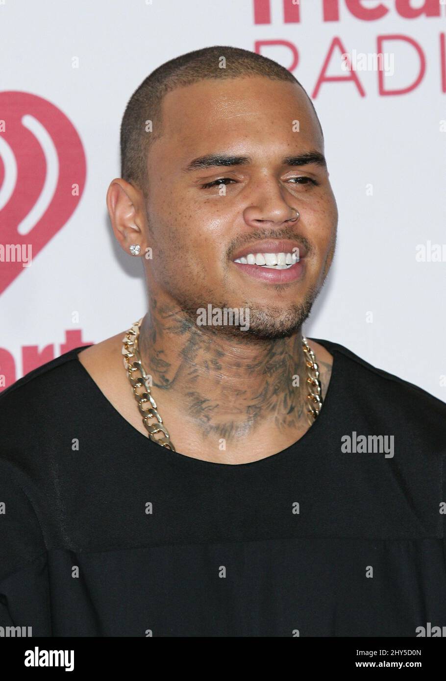 Chris Brown arriving for Day 1 of the IHeartRadio Music Festival at the ...