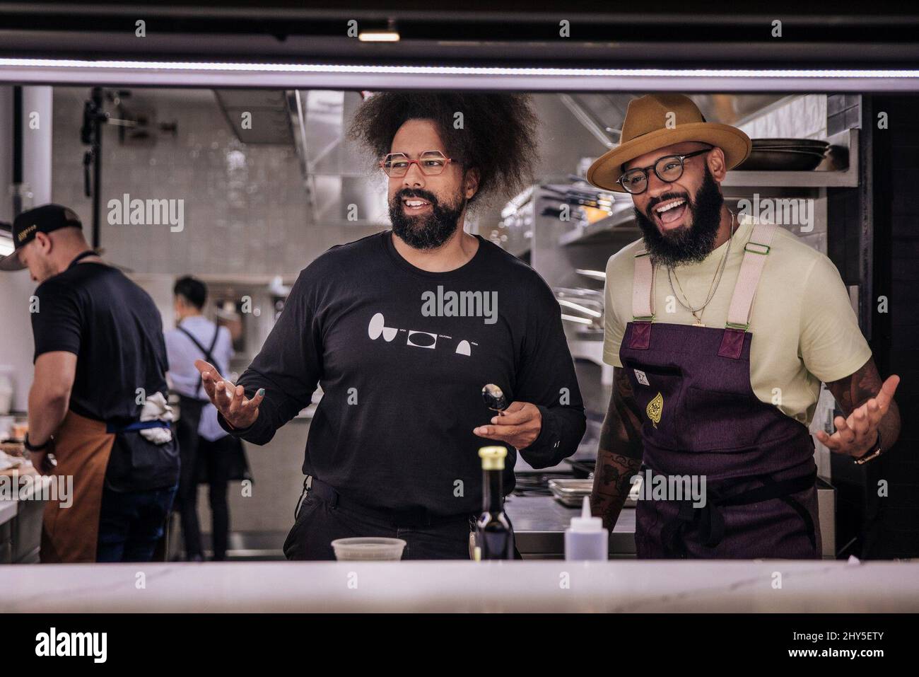FAST FOODIES, from left: Reggie Watts, chef Justin Sutherland, Reggie ...