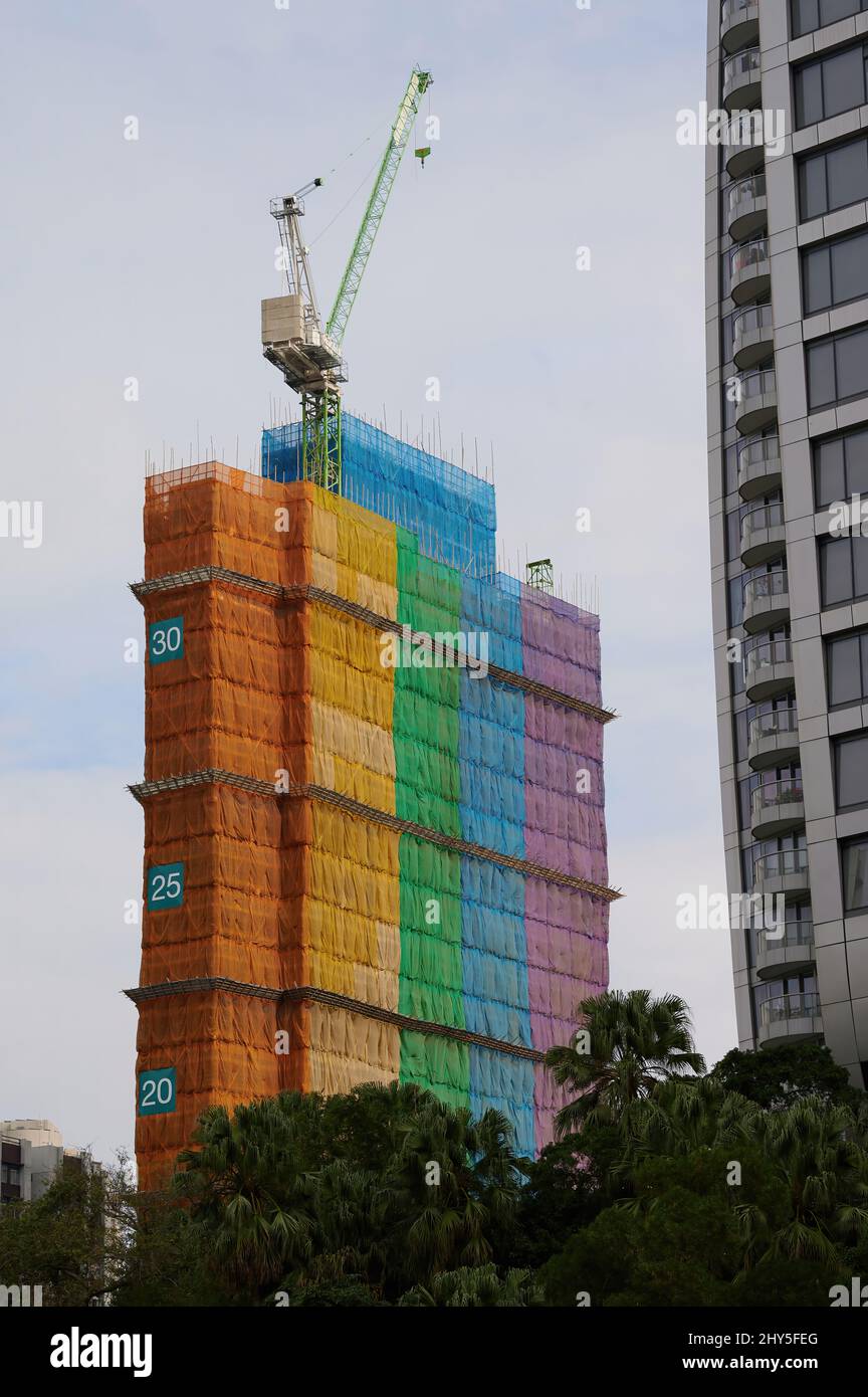 Construction site with rainbow decoration in Hong Kong Stock Photo - Alamy