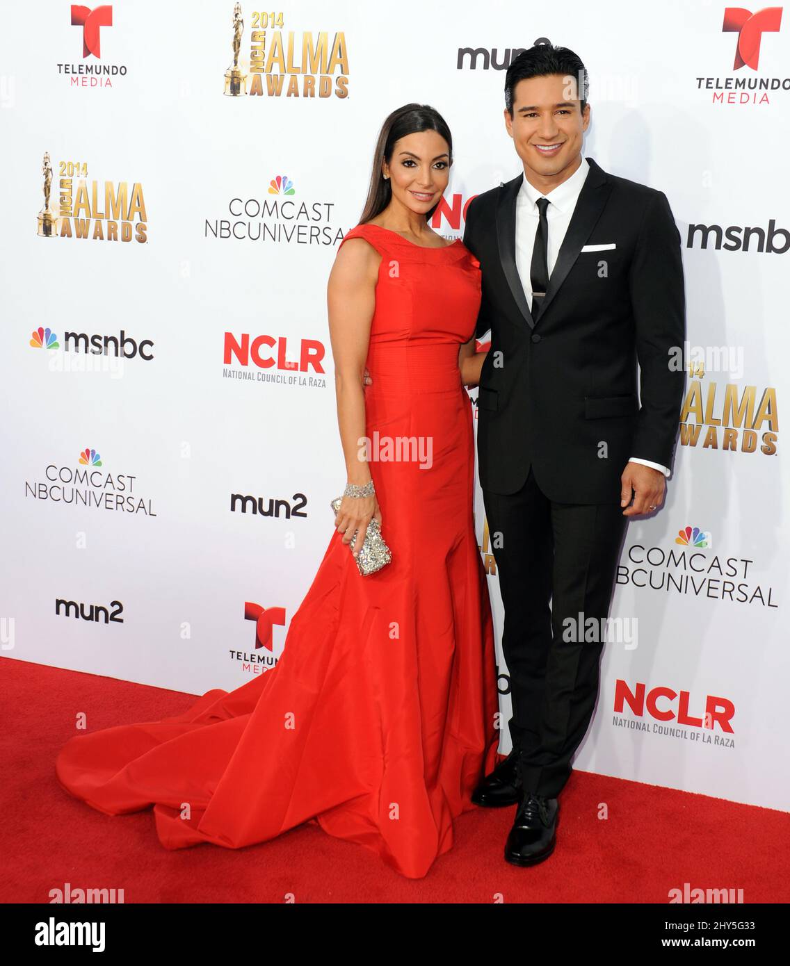 Mario Lopez, Courtney Mazza attending the 2014 NCLR ALMA Awards at the ...