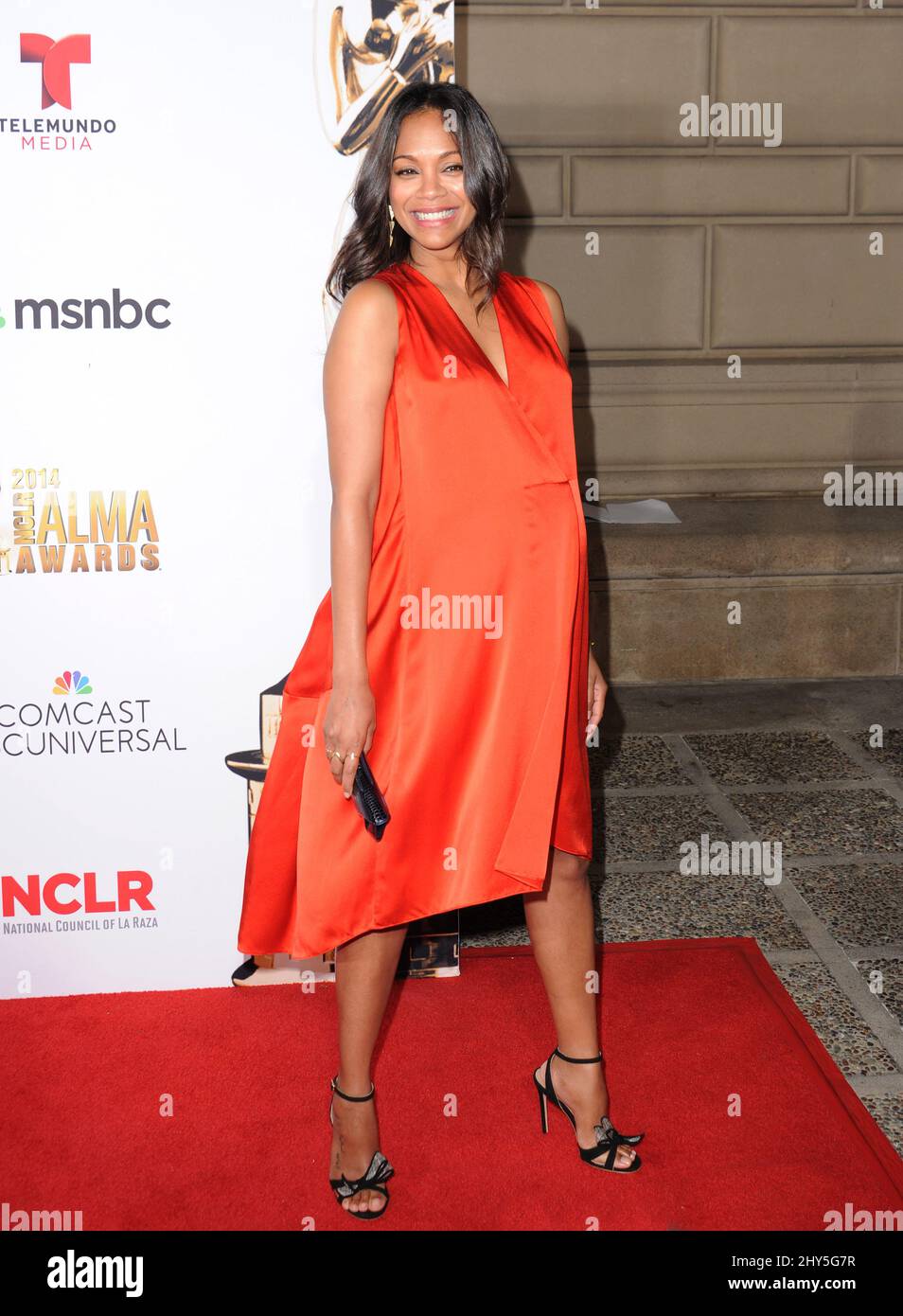 Zoe Saldana attending the 2014 NCLR ALMA Awards at the Pasadena Civic ...