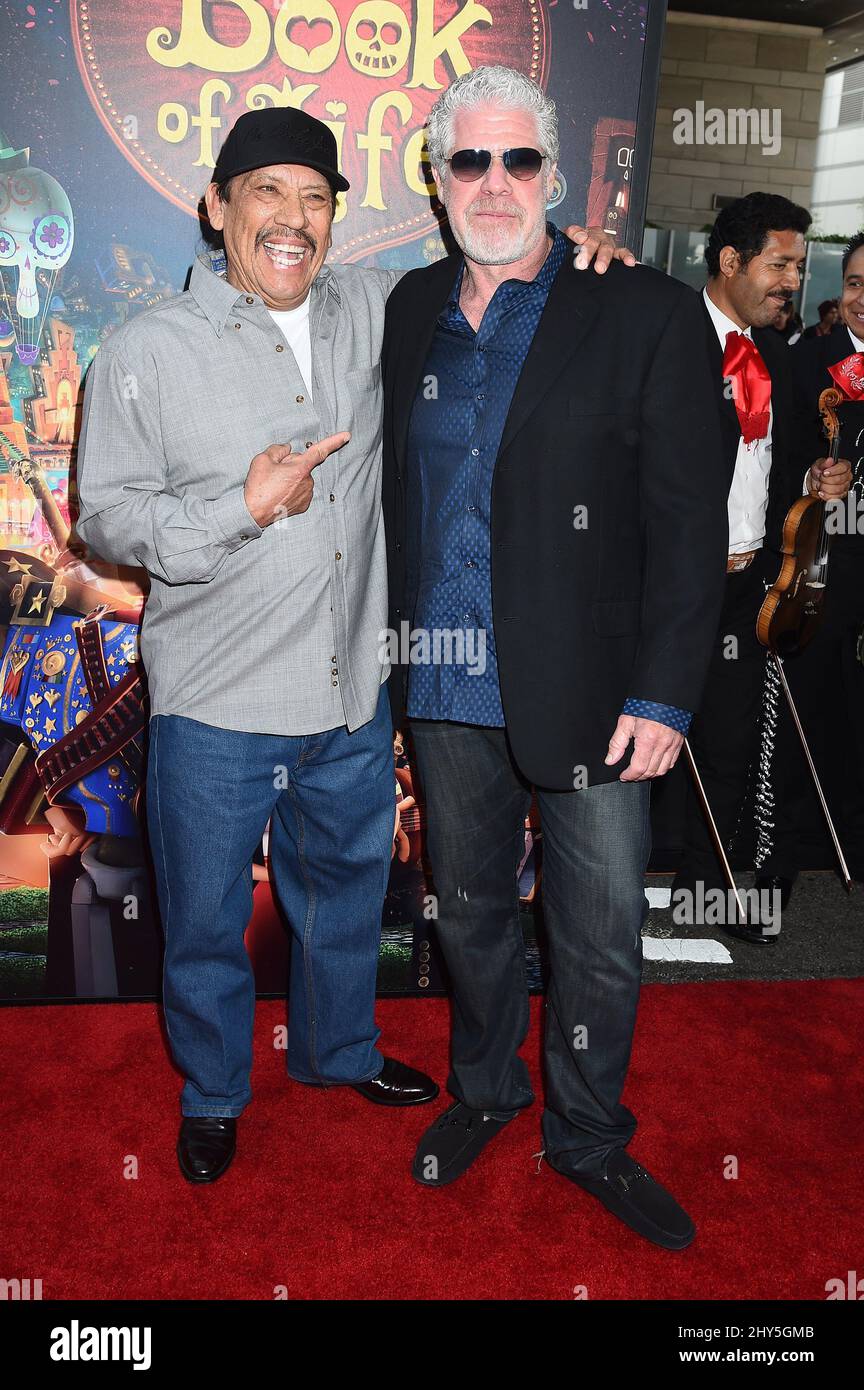Danny Trejo and Ron Perlman arriving for The Book of Life premiere held ...