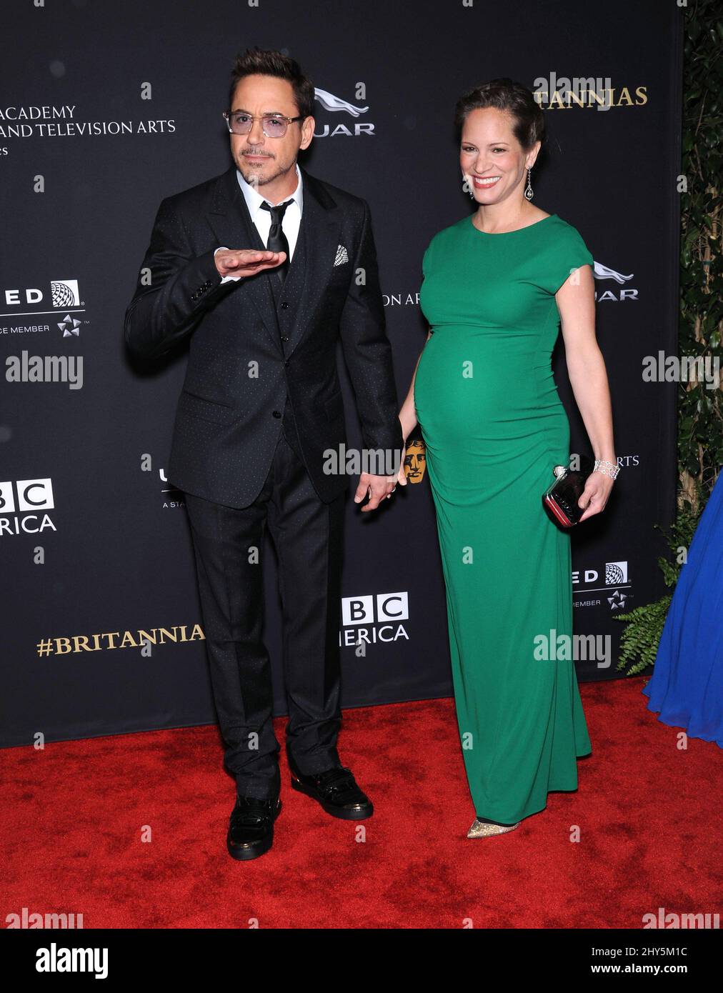 Robert Downey Jr & Susan Downey attending the BAFTA Jaguar Brittannia ...