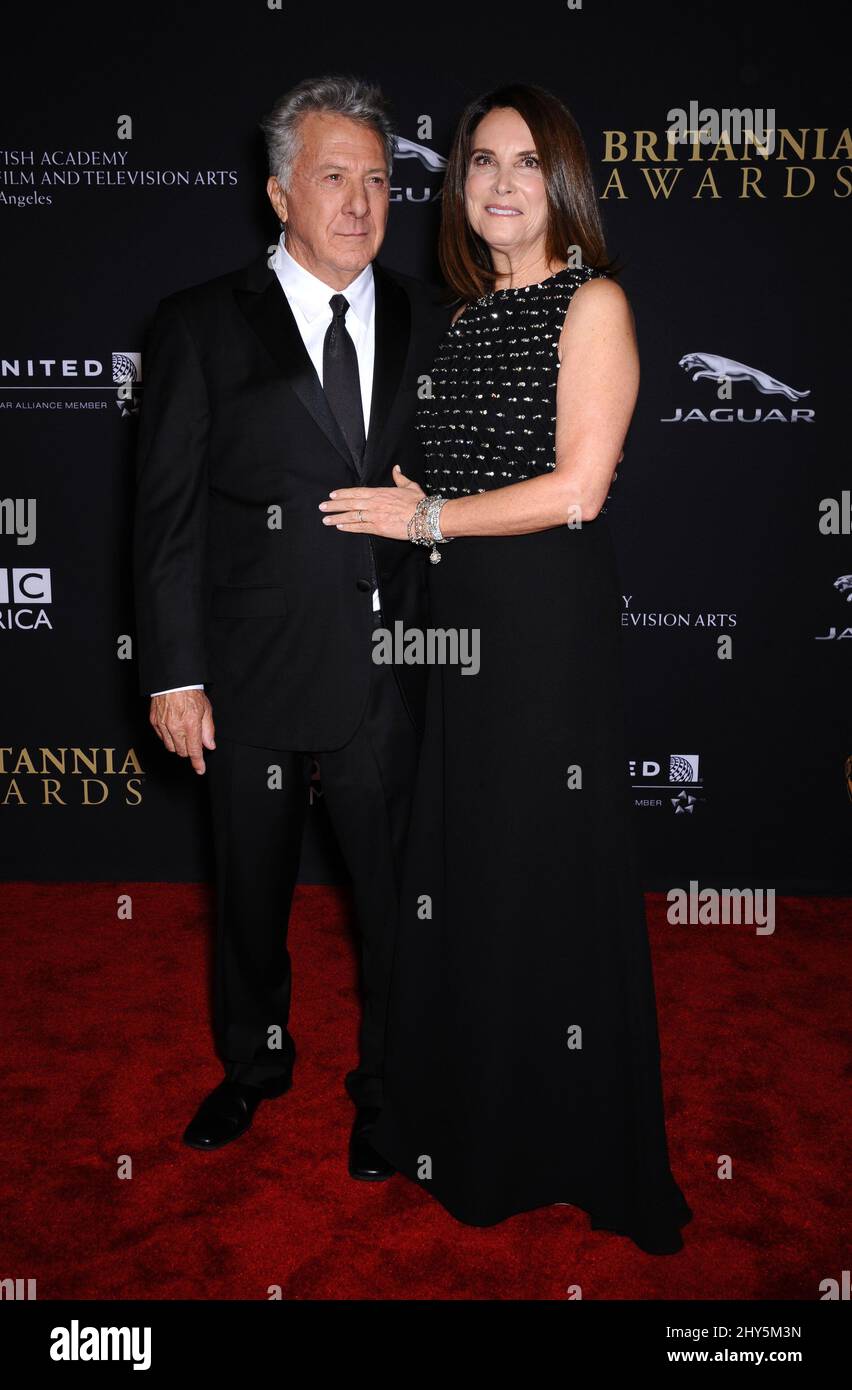 Dustin Hoffman and Lisa Hoffman attending the BAFTA Jaguar Brittannia ...