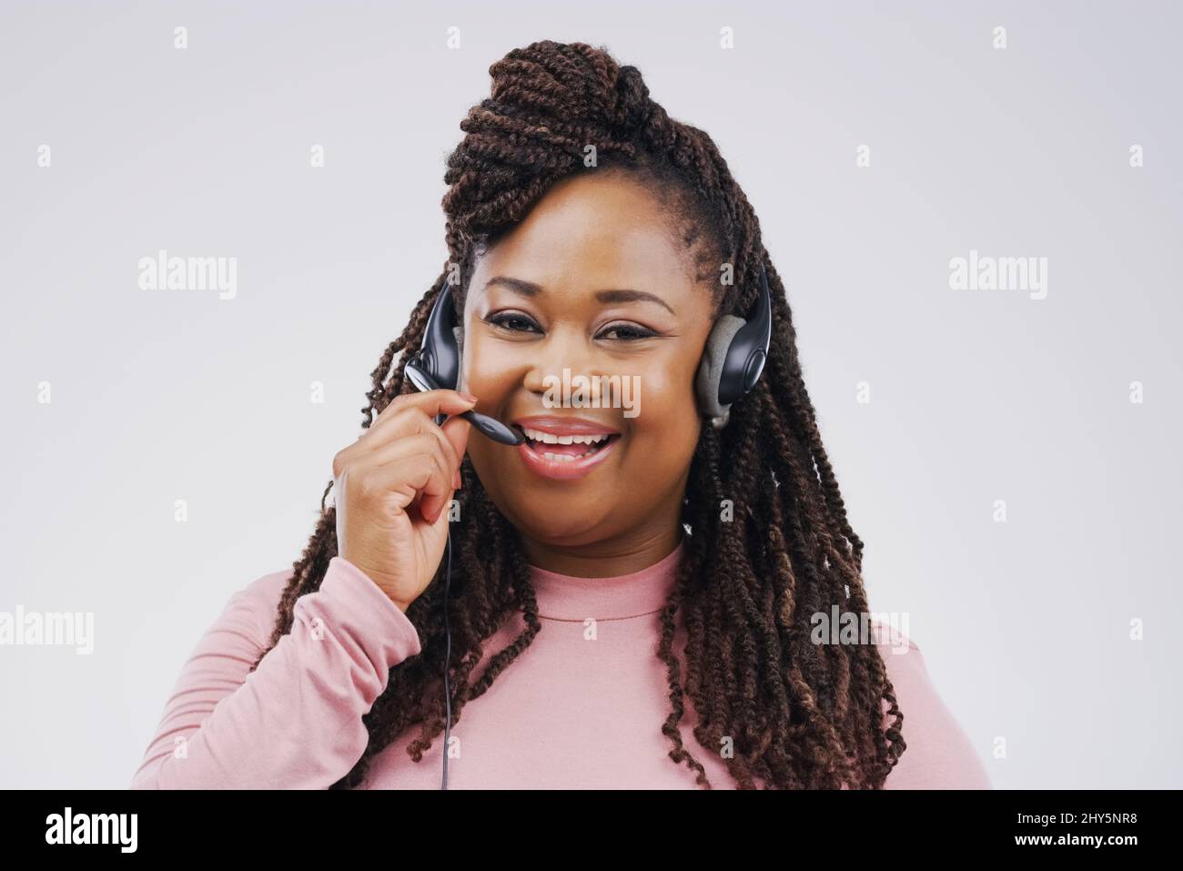 Im always ready to help my clients. Studio portrait of an attractive young female customer ...