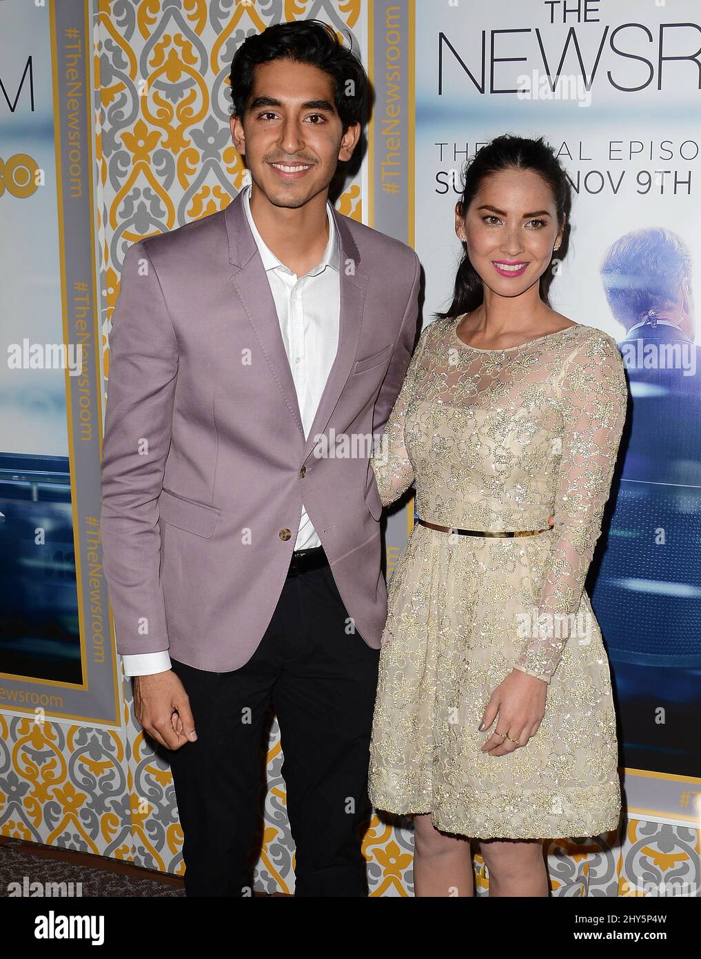 Dev Patel, Olivia Munn attending "The Newsroom" Season 3 Los Angeles ...