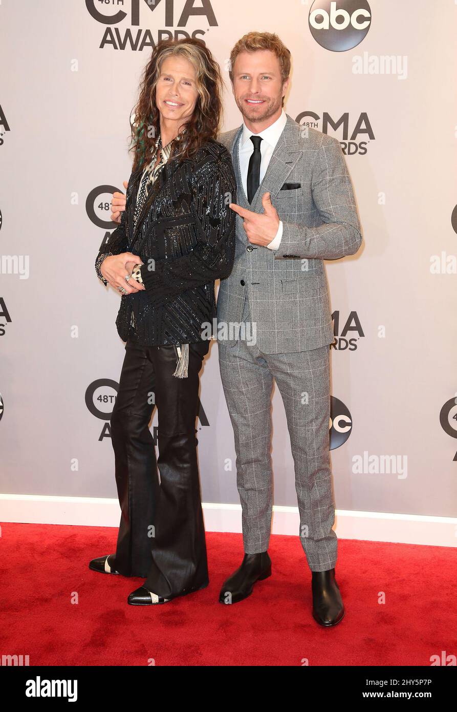 Steven Tyler & Dierks Bentley arriving to the 48th Annual Country Music ...