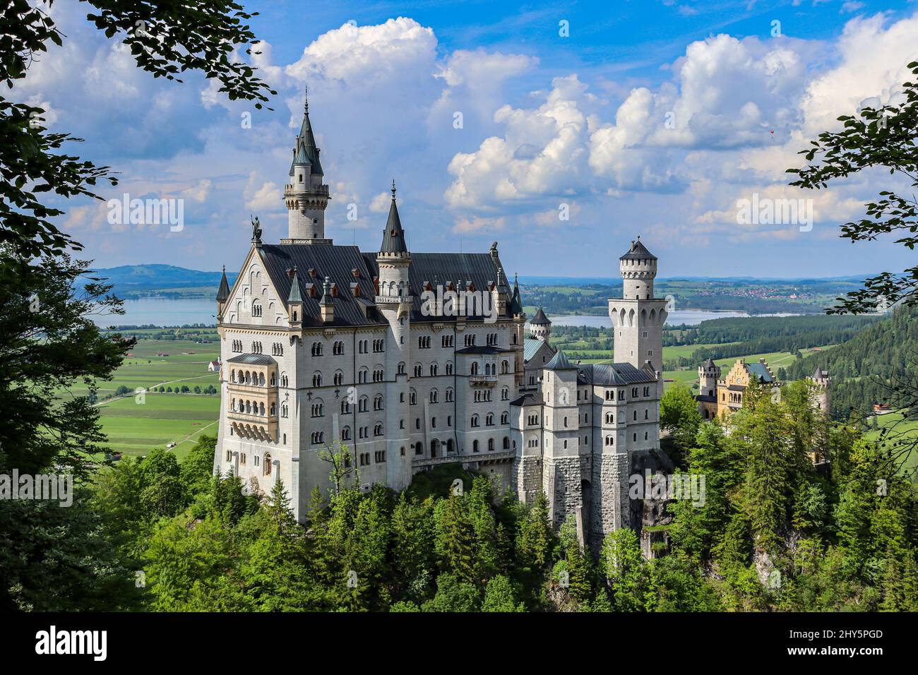 High angle shot of Neuschwanstein Castle in Schwangau , Germany Stock ...