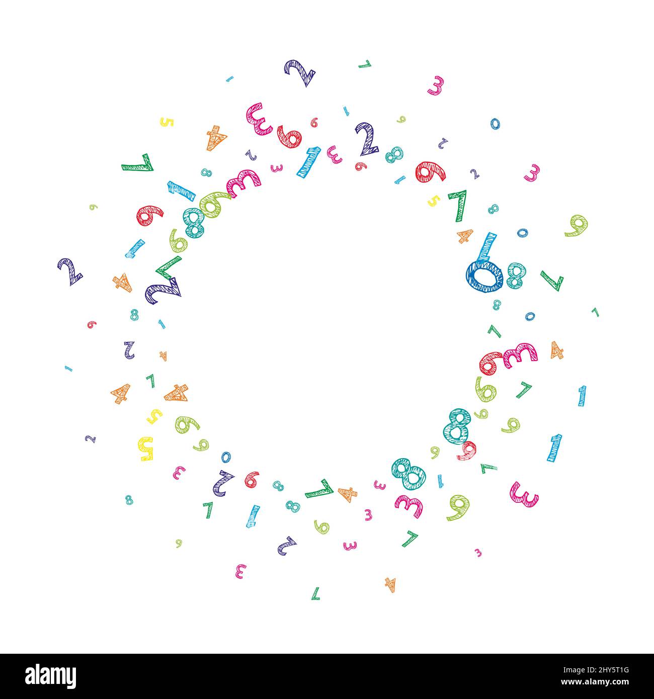 Falling colorful messy numbers. Math study concept with flying digits ...