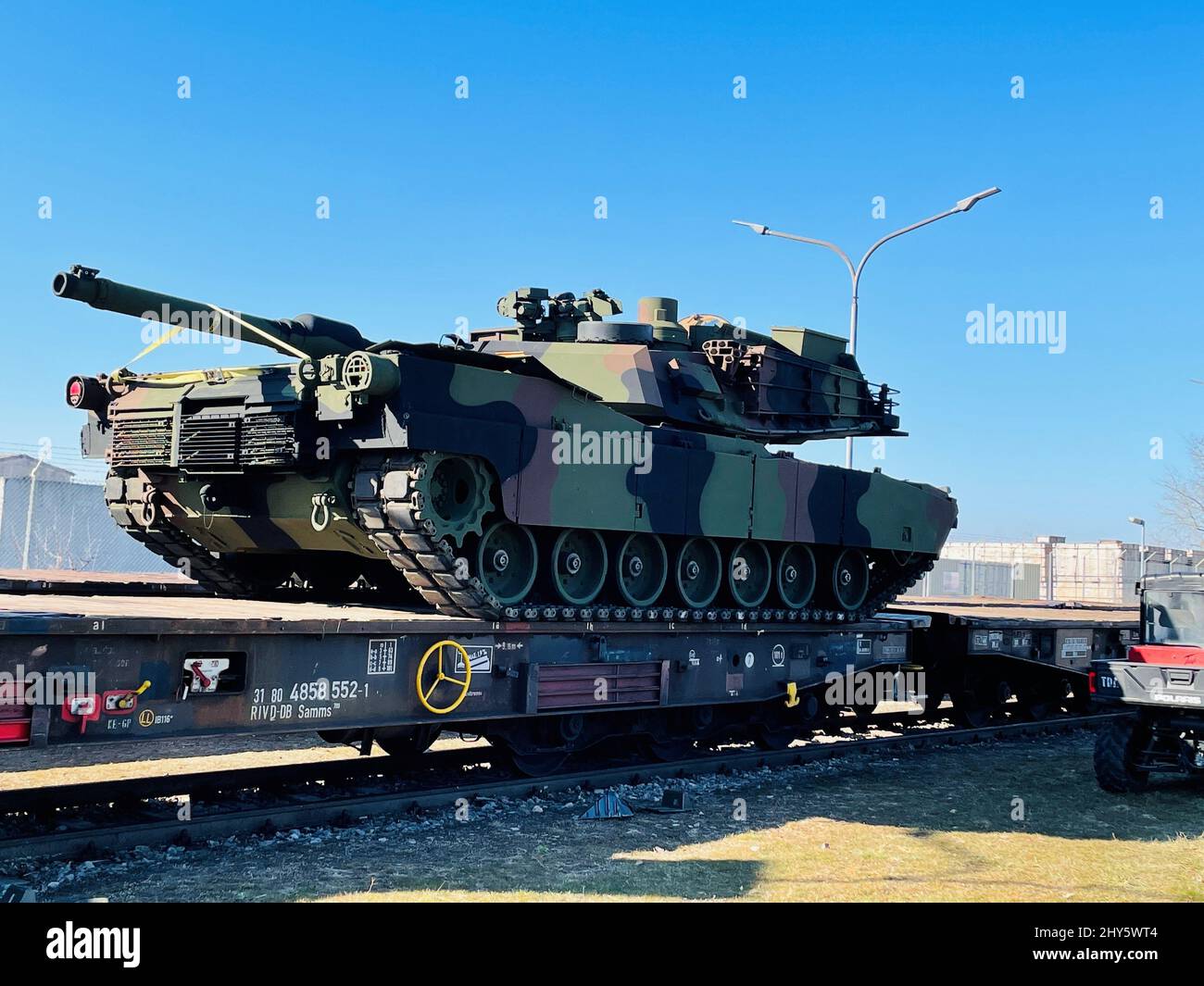 Coleman on rail 3: An M1A2 Abrams main battle tank is loaded onto a ...