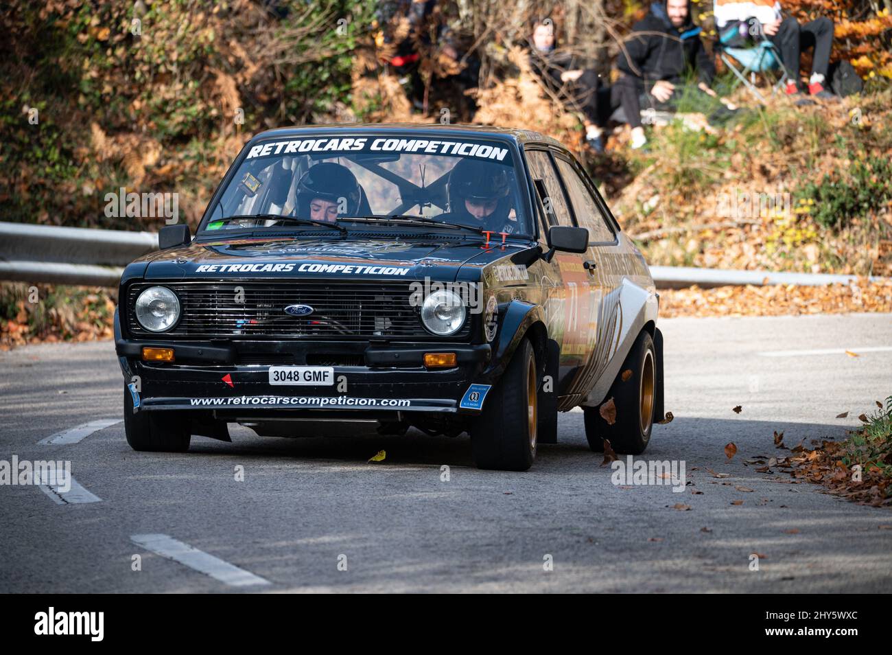Black Ford Escort RS2000 MKII rally car driving during the 69th Rally ...