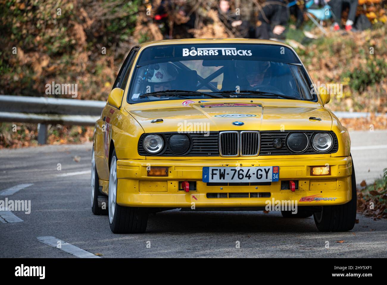 A yellow BMW E30 M3 during 69th Costa Brava rally Stock Photo - Alamy