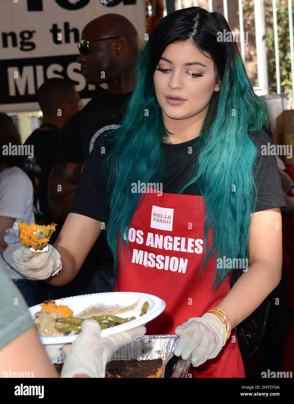 Kylie Jenner during the Los Angeles Mission Thanksgiving Meal For The Homeless, held at Los ...