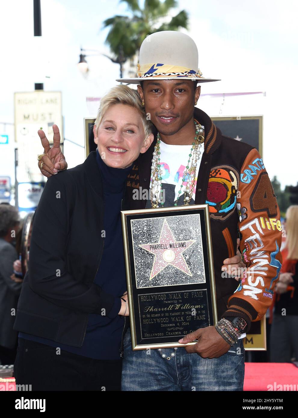Ellen DeGeneres and Pharrell Williams at the Pharrell Williams ...